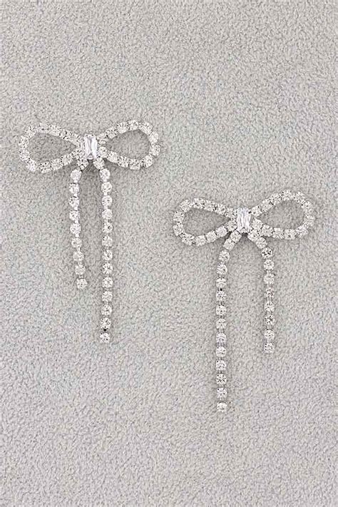 Ame3534 Gold Rhinestone Ribbon Earring Rhinestone Earrings