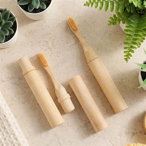 Acellegic 3 Pcs Foldable Travel Toothbrushes Bamboo