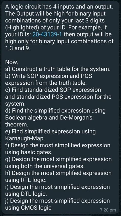 A Logic Circuit Has 4 Inputs And An Output The