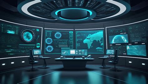 Premium Ai Image Futuristic High Tech Control Room Or Command Center Generative Ai