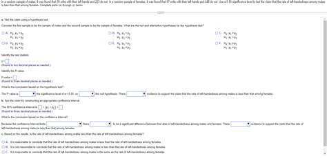 Solved S Needed The Hypothesis Test Significance Level Of