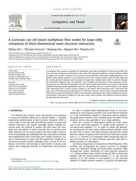 Pdf A Cartesian Cut Cell Based Multiphase Flow Model For Large Eddy