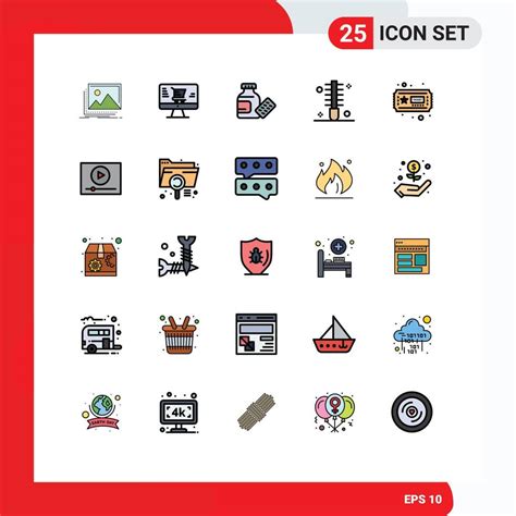 Set Of 25 Modern Ui Icons Symbols Signs For Hobbies Salon Medical Hair Curly Editable Vector