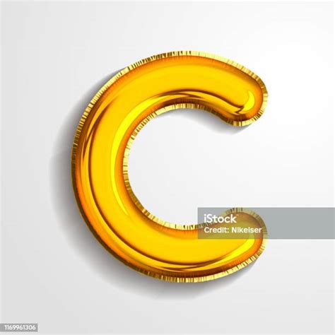 골드 금속 헬륨 알파벳 풍선 호일 문자 C 현실적인 3d 렌더링 공기 풍선 황금 풍선 알파벳 벡터 그림의 컬렉션입니다 3차원
