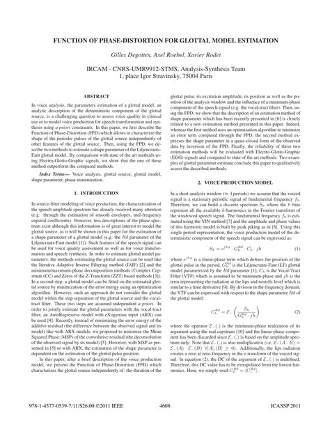 Pdf Function Of Phase Distortion For Glottal Model Estimation