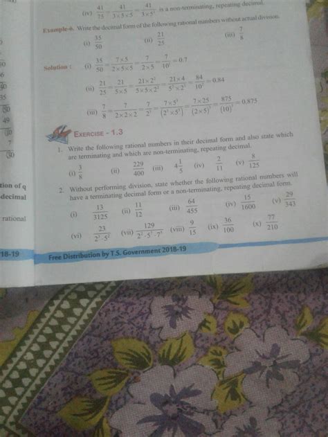 Exercise 1 3 1 Write The Following Rational Numbers In Their Decimal F