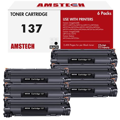 Amstech 6 Pack Compatible Toner For Canon 137 For Canon Imageclass