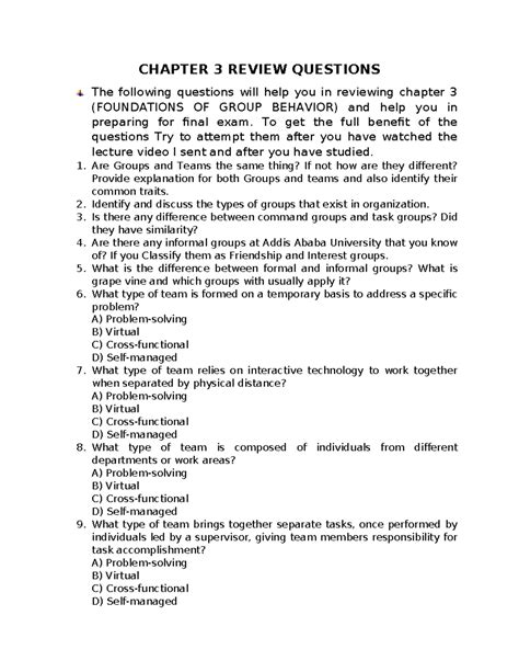 Chapter 3 Review Questions Chapter 3 Review Questions The Following Questions Will Help You In