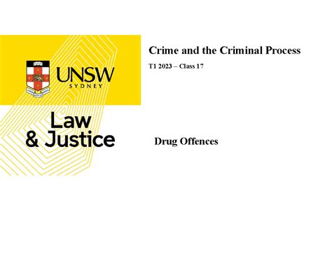 Class 17 Drug Offences Notes Crime And The Criminal Process T1 2023