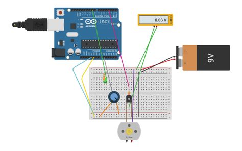 Circuit Design Motor Led 9v Tinkercad