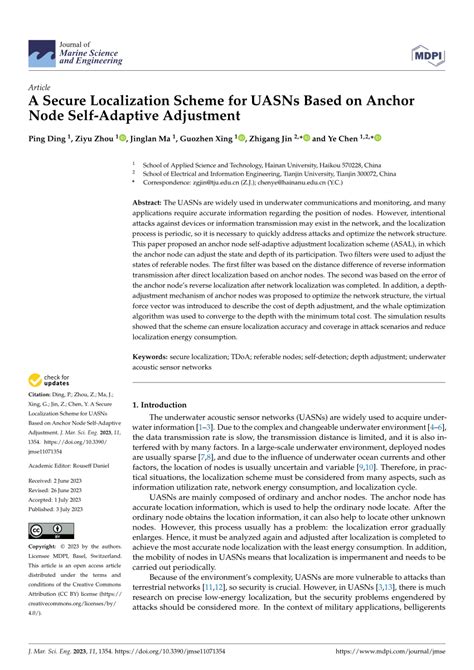 Pdf A Secure Localization Scheme For Uasns Based On Anchor Node Self