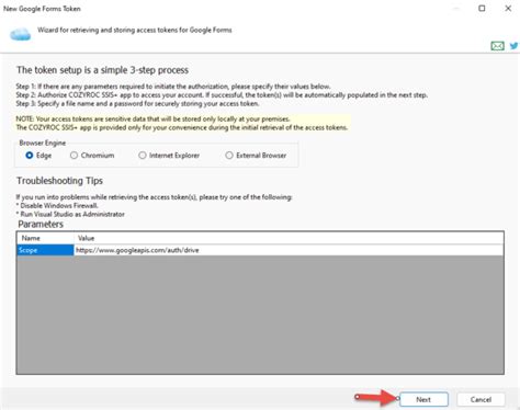Google Forms Connection COZYROC