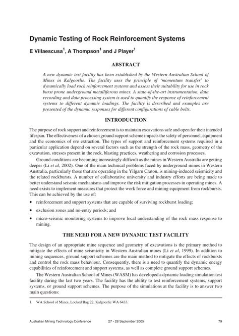 Pdf Dynamic Testing Of Rock Reinforcement Systems