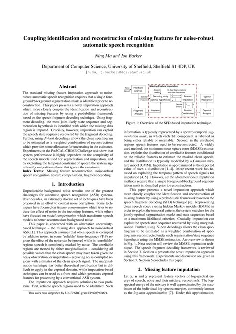 Pdf Coupling Identification And Reconstruction Of Missing Features For Noise Robust Automatic