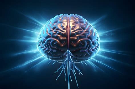 Premium Ai Image Cerebral Radiance Glowing Brain And Dynamic Rays