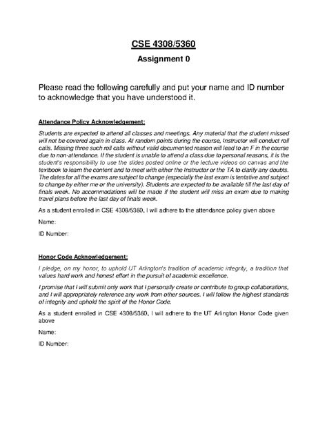 Assignment 0 Cse 4308 Assignment 0 Please Read The Following