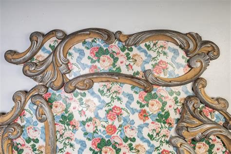 Lot A Bed Head With Rose Upholstery And Rococo Scroll Decorations 91