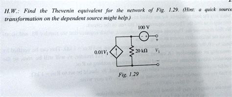 solved h w find the thevenin equivalent for the network of fig 1 29 hint a quick source
