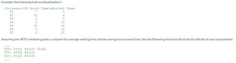 Solved Consider The Following Task Workload Pattern