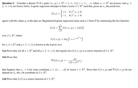 question 1 consider a dataset d of n pairs li yi