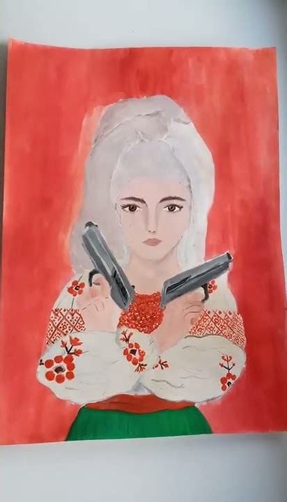 Малюнок дівчини України фарбами Youtube