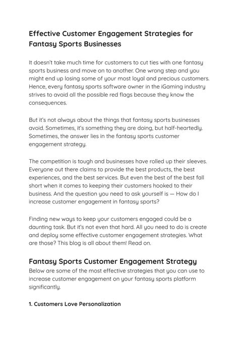 Effective Customer Engagement Strategies For Fantasy Sports Operators