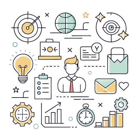 Business Strategy Planning With Icons Premium Ai Generated Vector