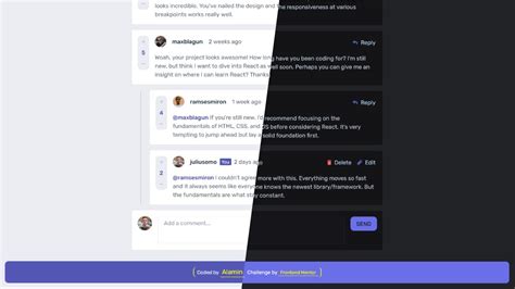 nested comment section mvc pattern frontend mentor codewithalamin frontendmentor css
