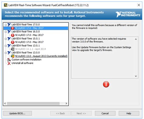更新 Ni Linux Real Time 裝置的韌體失敗 Ni