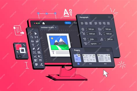 premium vector desktop publishing and page layout design software application program for