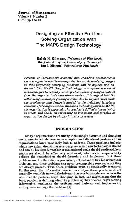 Pdf Designing An Effective Problem Solving Organization With The Maps