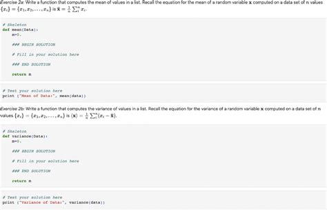 Solved Exercise 2a Write A Function That Computes The Mean