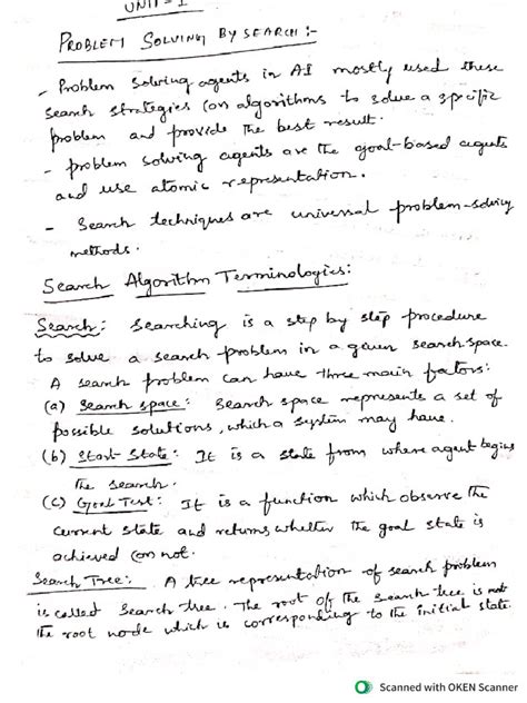 Ai Search Algorithms Notes Unit I Pdf