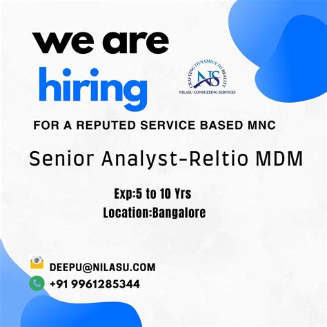 Hiring Masterdatamanagement Mdm Reltio Analyst Reltiomdm Hiringurgently Hiringalerts