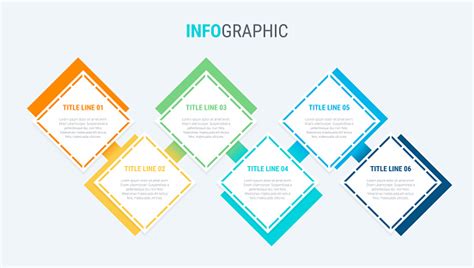 다채로운 다이어그램 인포 그래픽 템플릿 6 개의 옵션이있는 타임 라인 비즈니스를 위한 스퀘어 워크플로우 프로세스 벡터 디자인 0
