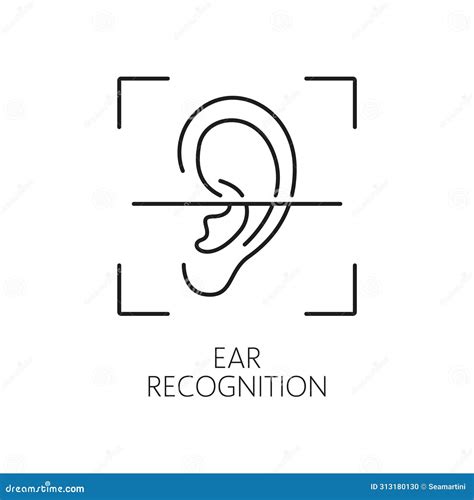 Ear Shape Biometric Verification Thin Line Icon Stock Vector