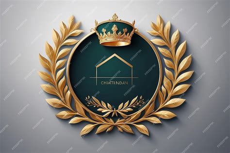 Gold Crown Laurel Wreath And Circle Frame Winner Sign With Golden Ribbon Vector Illustration