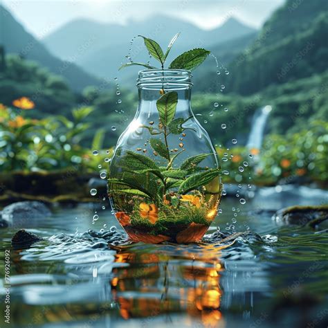 A Lone Tree Dips Its Roots In Water Symbolizing A World Held Within A Garden A Microcosm Of