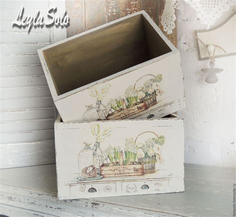 Купить короба для хранения в стиле прованс белые короб короб декупаж коробка короб для