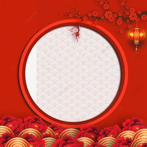 春節農曆新年春節紅色紅梅花花朵波浪鏤空格子窗古典金色新春傳統節日邊框中國風格過年民俗新年快樂紅色花朵雲彩祥雲圓形立體 農曆新年 中國年