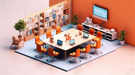 현대 회의실 인테리어 노트북의 아이소메트릭 3d 그림 아이 배경 테이블 램프 배경 테리 배경 이미지 Hd 아이 테이블 램프 테리 배경 사진 무료 다운로드