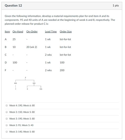 Solved Question 12 1 Pts Given The Following Information Chegg Com