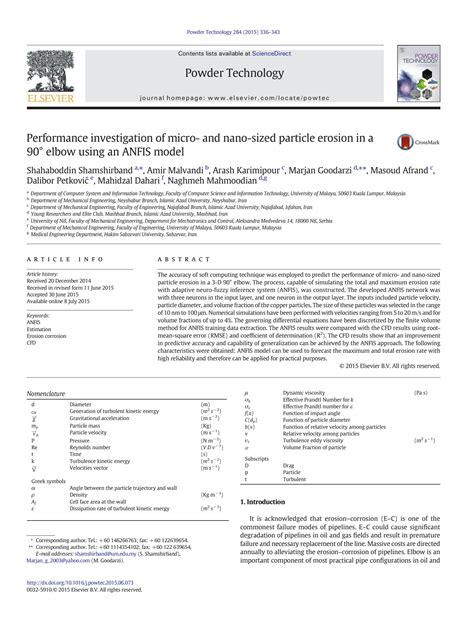 Solution 2015 668 Performance Investigation Of Micro And Nano Sized Particle Erosion In A 90