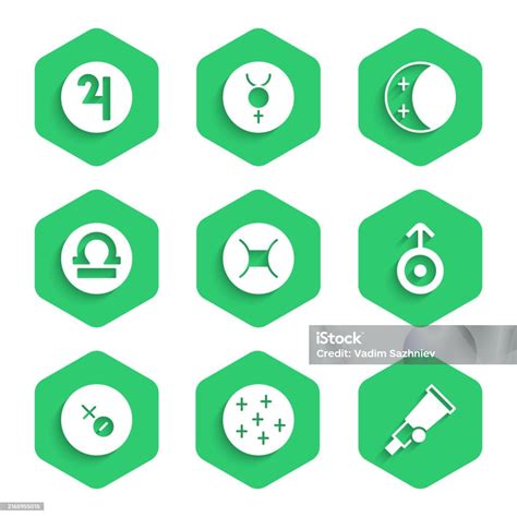 쌍둥이자리 조디악 보름달 망원경 기호 천왕성 금성 기호 천칭자리 태양의 일식 및 목성 아이콘을 설정합니다 벡터 0명에 대한 스톡 벡터 아트 및 기타 이미지 Istock