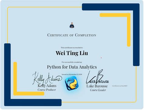 Wei Ting Liu On Linkedin Just Finished My First Ever Python Course For Data Analytics As A