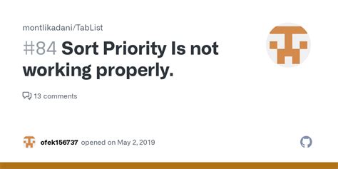 Sort Priority Is Not Working Properly · Issue 84 · Montlikadanitablist · Github
