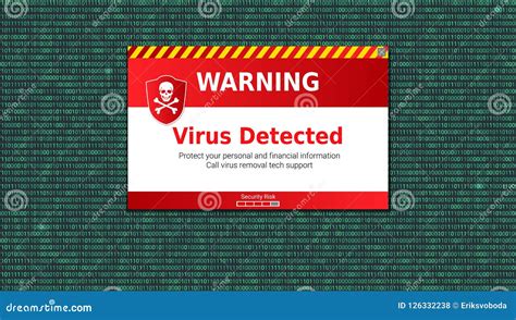 virus detected alert message scanning and identifying computer virus inside binary code