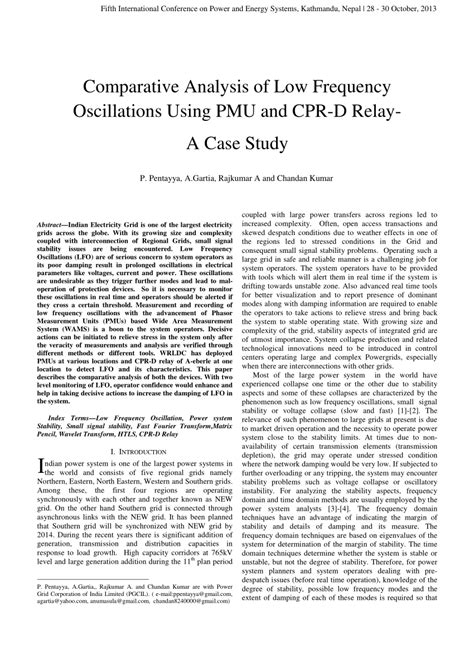 Pdf Low Frequency Oscillation Analysis Using Pmu And Cpr D Relay