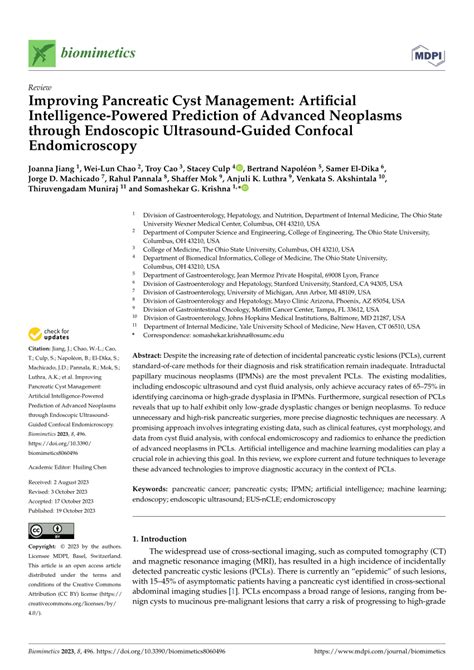 Pdf Improving Pancreatic Cyst Management Artificial Intelligence Powered Prediction Of