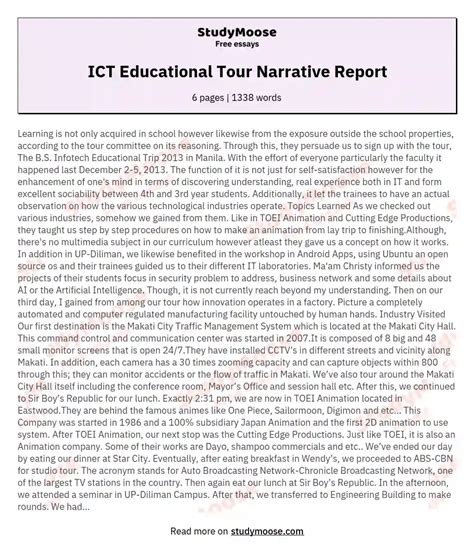 ICT Educational Tour Narrative Report Free Essay Example ICT Educational Tour Narrative Report Free Essay Example
